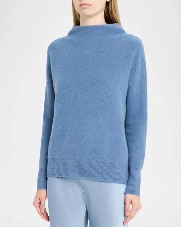 Vince Boiled Cashmere Turtleneck Pullover - Blue Slate