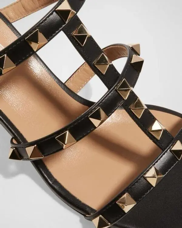 Valentino Garavani Rockstud Caged 60mm Slide Sandals - Nero