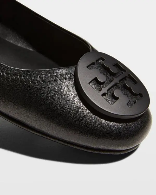 Tory Burch Minnie Leather Ballet Flats - Black
