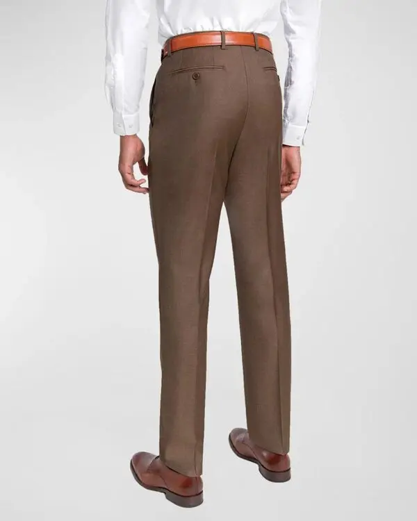 Santorelli Loro Piana Wool Trousers - Tobacco