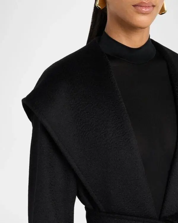Max Mara Rialto Camel Hair Belted Coat - Black