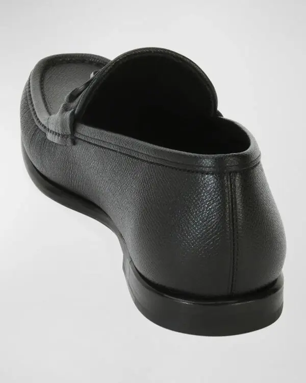 FERRAGAMO Crown Gancini Leather Loafers - Black