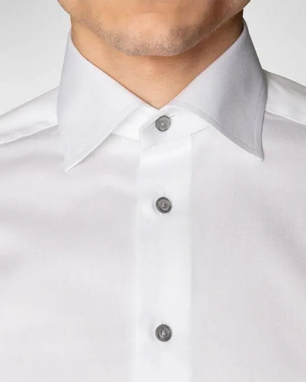 Eton Contemporary-fit Twill Shirt With Gray Buttons