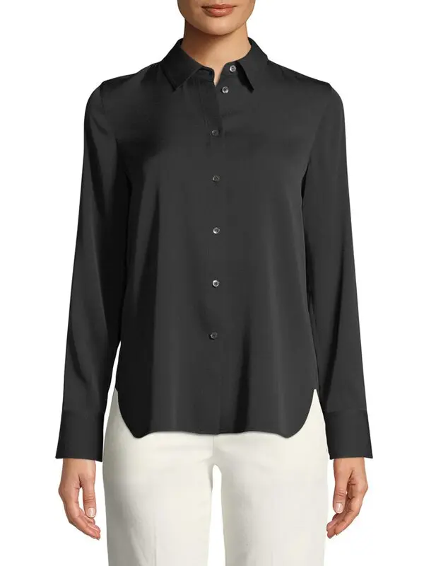 Vince Slim-fit Long-sleeve Stretch-silk Blouse - Coastal
