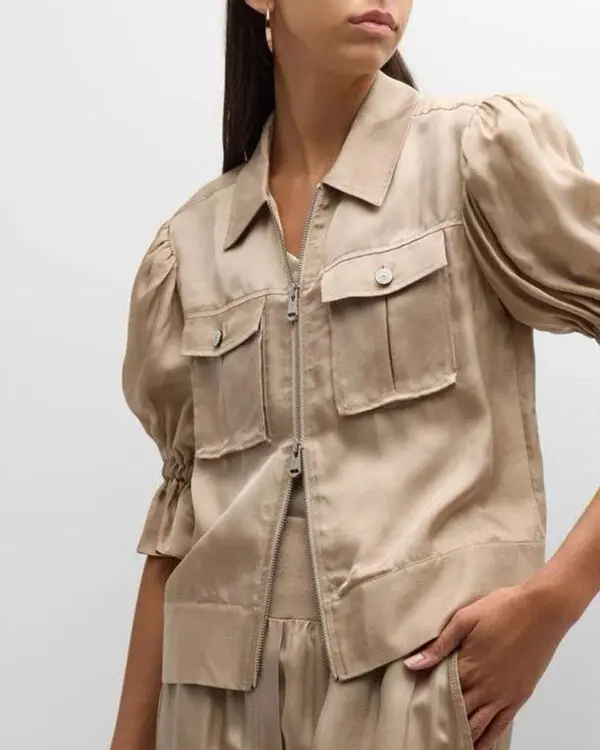 Cinq À Sept Holly Sateen Jacket - Khaki