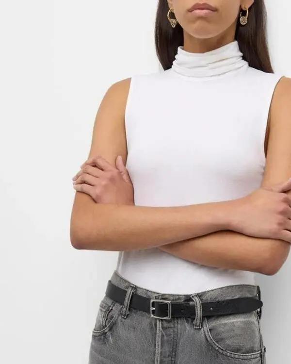Majestic Filatures Sleeveless Stretch Turtleneck Top - White