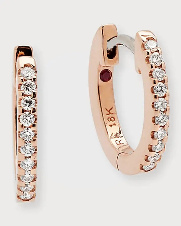 Roberto Coin 18k Diamond Hoop Earrings - Rose Gold