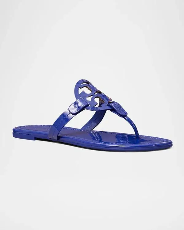 Tory Burch Miller Patent Leather Sandals - Dark Blue