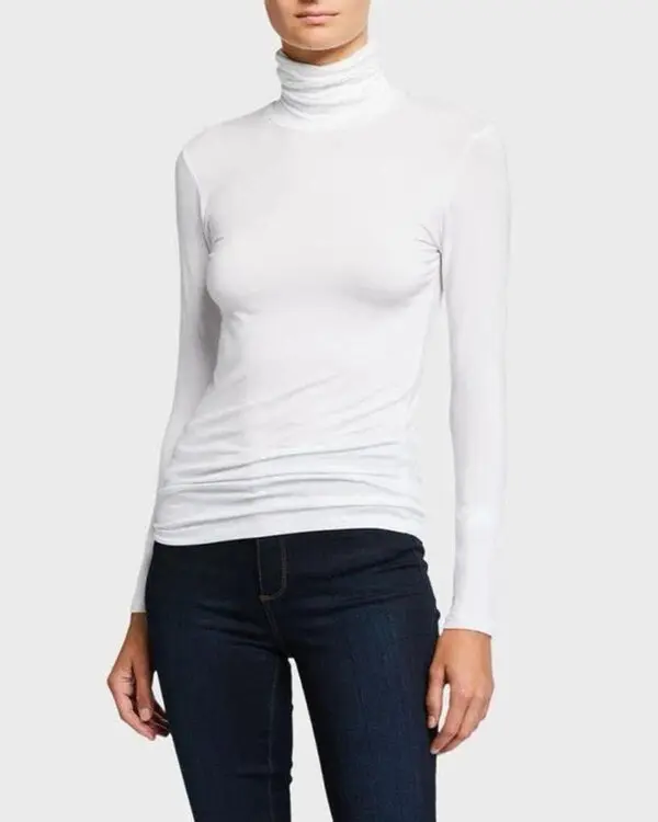 Majestic Filatures Viscose Jersey Turtleneck - Blanc