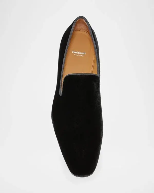 PAUL STUART Harrier Velvet Venetian Loafers - Black