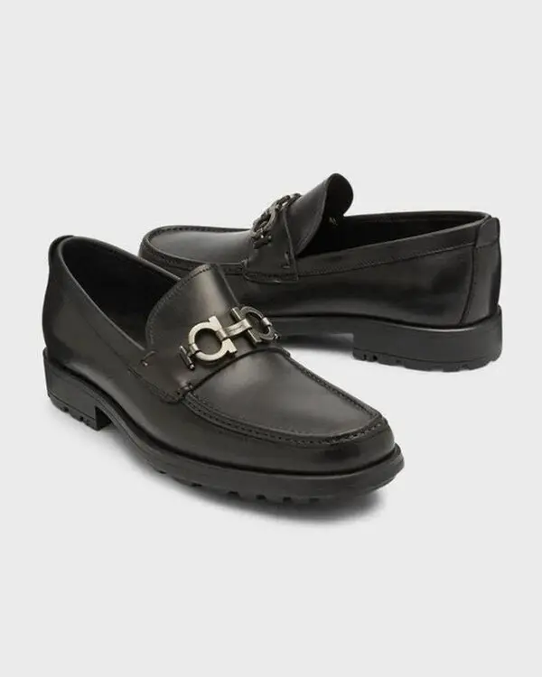 FERRAGAMO David Leather Lug-sole Loafers