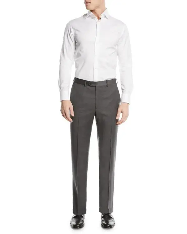 Emporio Armani Basic Flat-front Trousers - Gray