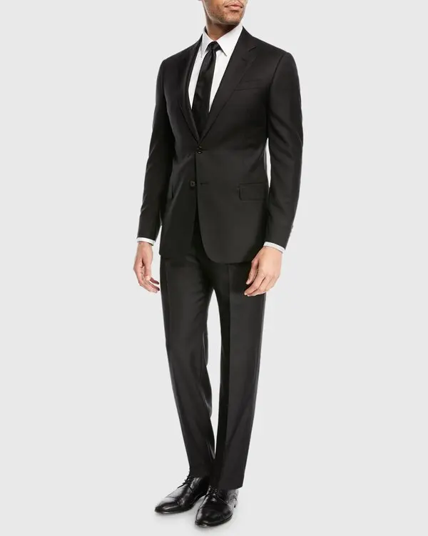 Emporio Armani Super 130s Wool Two-piece Classic Fit Suit - Black