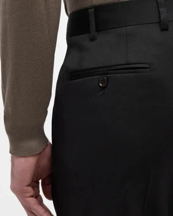 Emporio Armani Flat-front Wool Trousers - Black