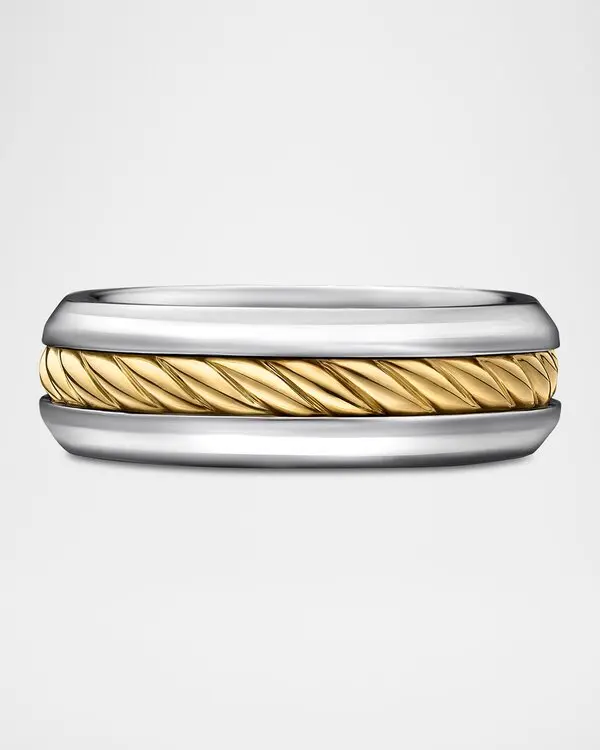 David Yurman 8mm Cable Band Ring - Silver/gold