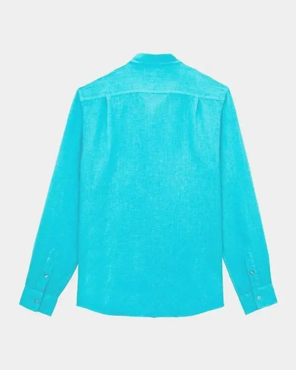 Vilebrequin Apos;s Caroubis Solid Linen Sport Shirt - Vert Disco