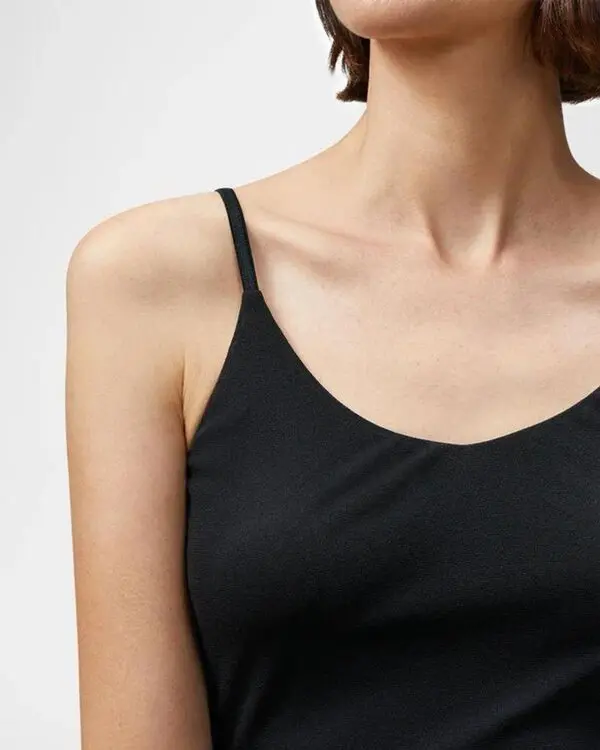 Lafayette 148 New York Mesh Jersey V-neck Tank - Black