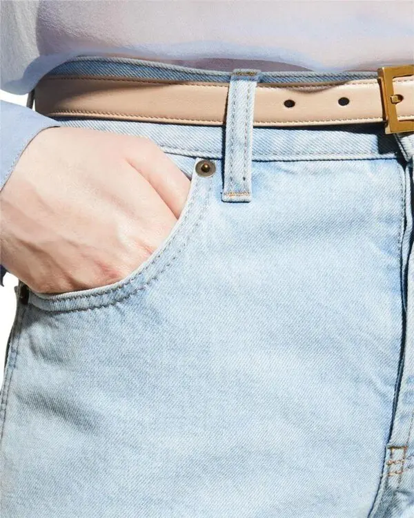 Saint Laurent Monogram Leather Belt - Dark Beige/bronze