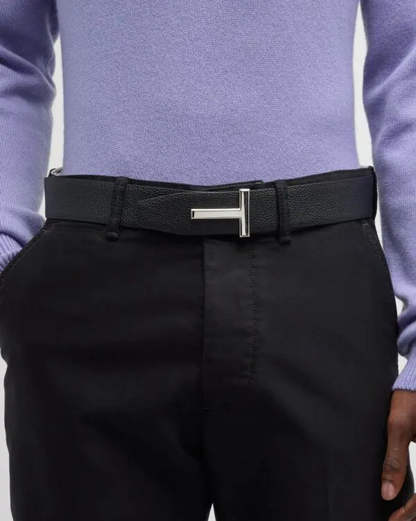 TOM FORD Signature T Reversible Leather Belt - Brown