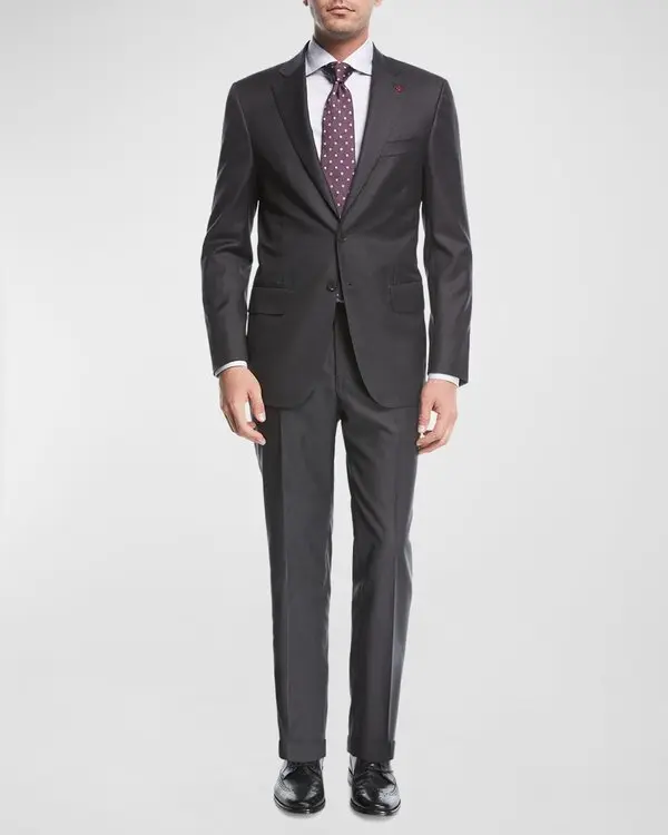Isaia Solid Wool Two-piece Suit - Gray