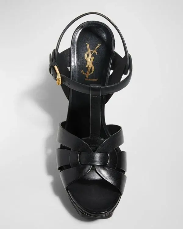 Saint Laurent Tribute Leather Platform Sandals