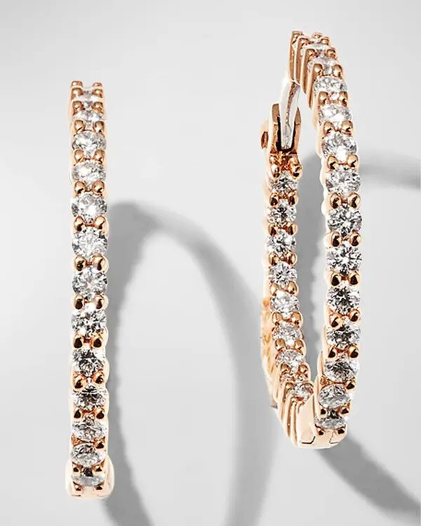 Roberto Coin 22mm Diamond Hoop Earrings, 1ct - Rose Gold