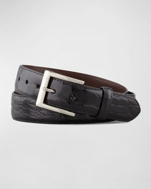 W.KLEINBERG Glazed Alligator Belt - Black