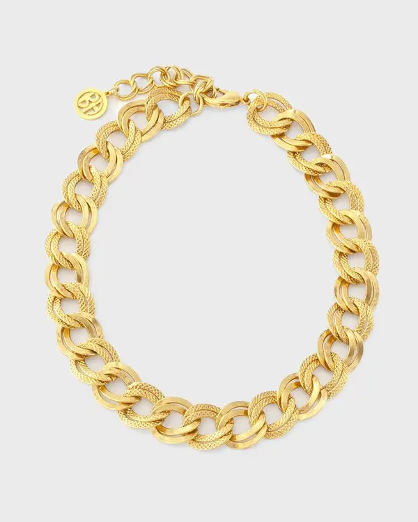 BEN-AMUN Plated Textured Link Chain Necklace - Gold