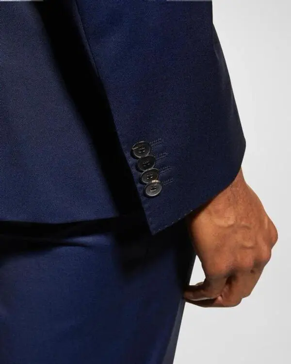 BOSS Apos;s Wool Basic Two-piece Slim Fit Suit - Blue