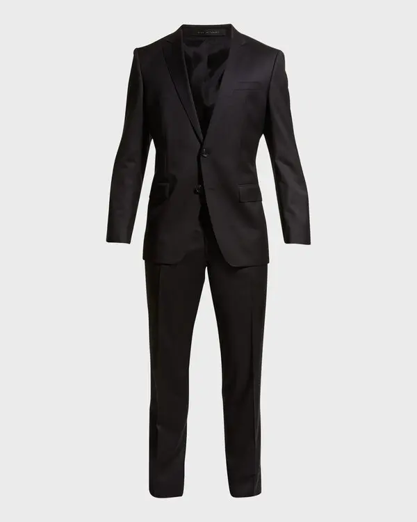 BOSS Stretch-wool Basic Two-piece Slim Fit Suit - Blk