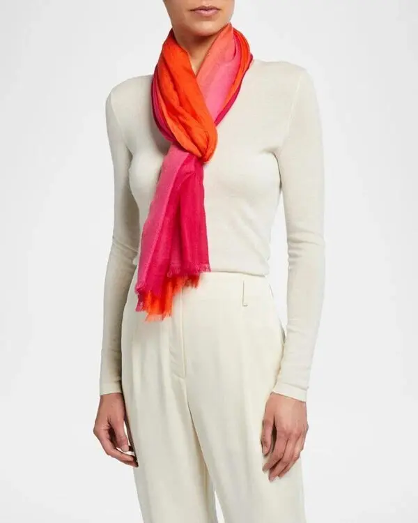 Sofia Cashmere Cashmere Ombre Scarf - Pink/orange