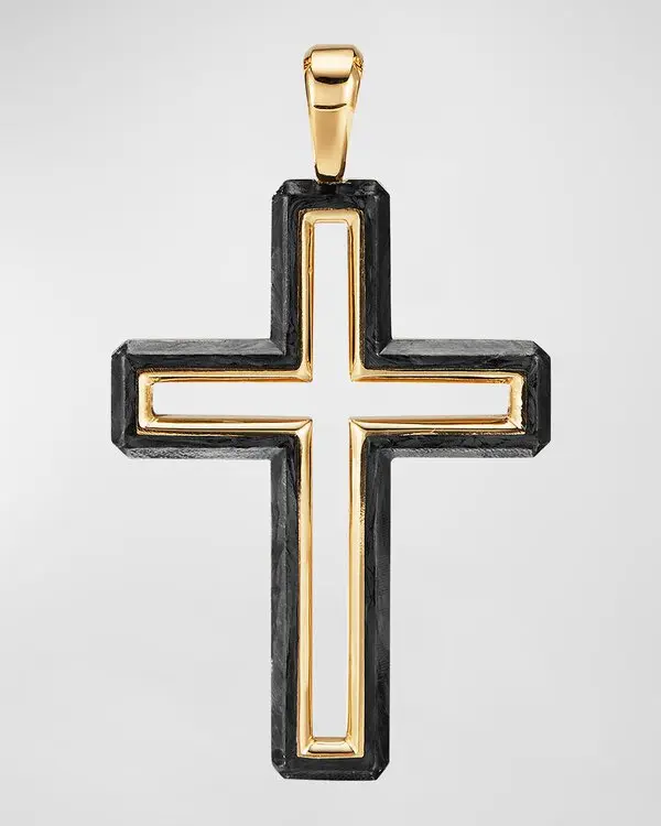 David Yurman Forged Carbon Cross Pendant With 18k 37mm - Gold