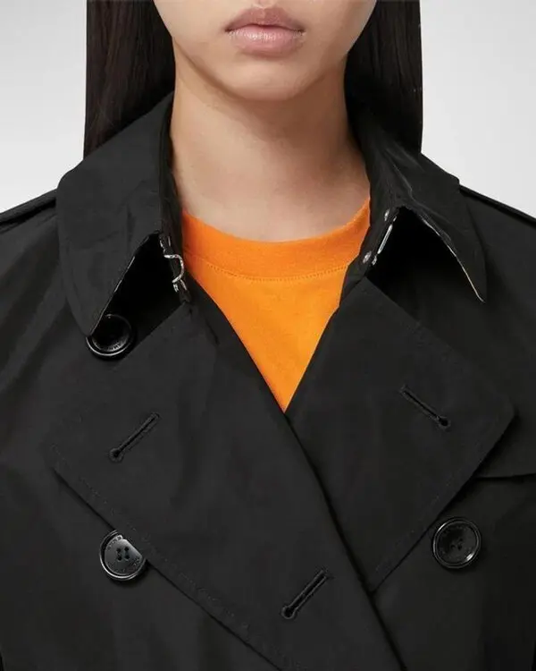Burberry Kensington Double-breasted Trench Coat With Detachable Hood - Black