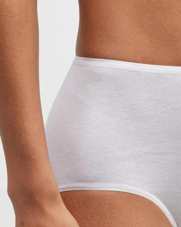 Hanro Cotton Seamless Satin-trim Briefs - White