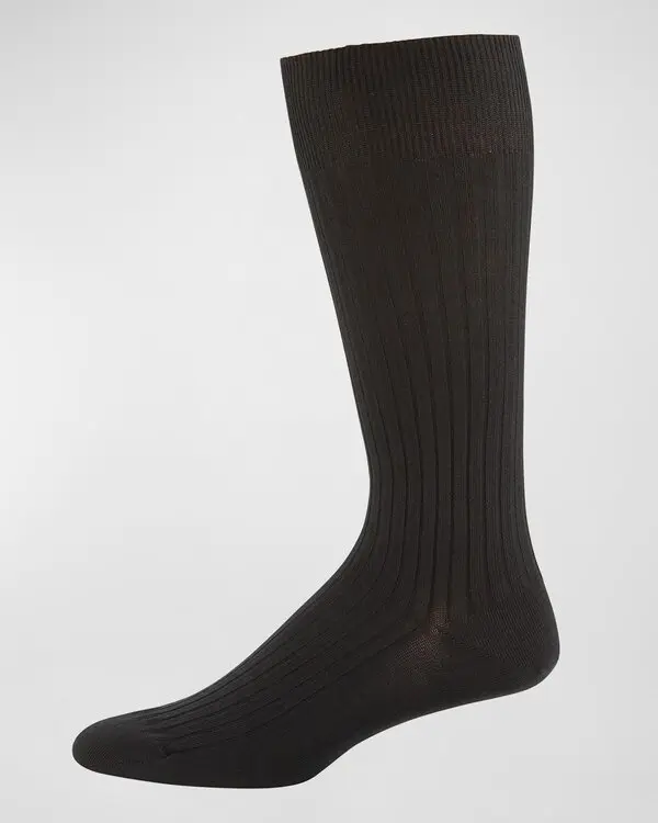 Neiman Marcus Core-spun Crew Socks - Black