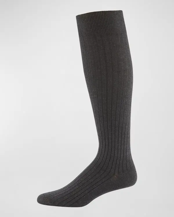 Neiman Marcus Core-spun Over-the-calf Socks - Charcoal