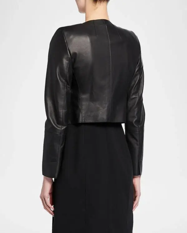 Akris Hasso Cropped Napa Leather Jacket - Black