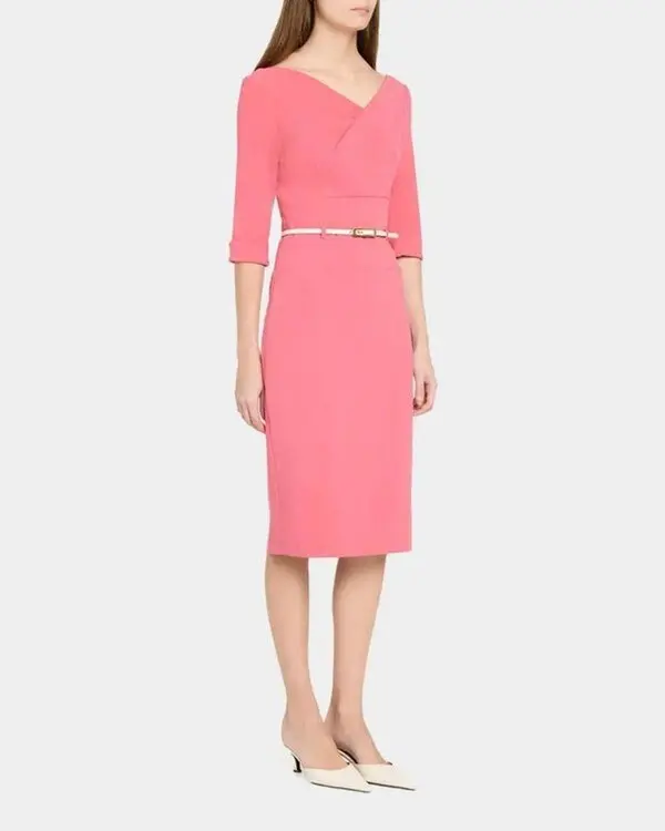 Black Halo Jackie Belted Sheath Dress - Begonia