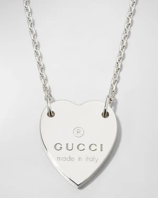 Gucci Engraved Heart Necklace - Silver
