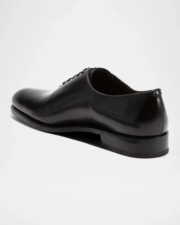 FERRAGAMO Angiolo Tramezza Whole-cut Leather Lace-up Shoes - Black