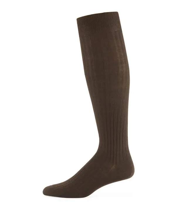 Neiman Marcus Over-the-calf Ribbed Socks - Brown