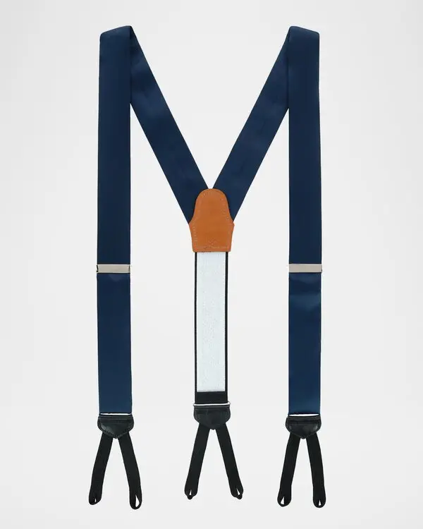 Trafalgar Sutton Silk Suspender Braces - Navy