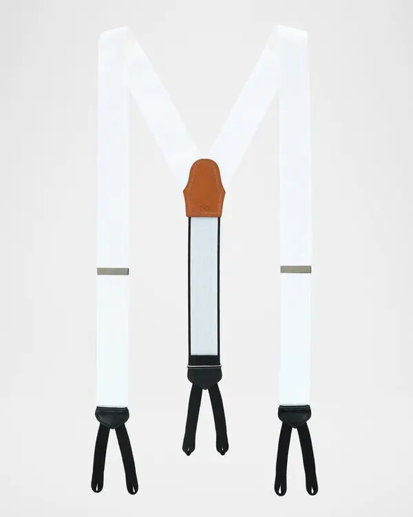 Trafalgar Sutton Silk Suspender Braces - White