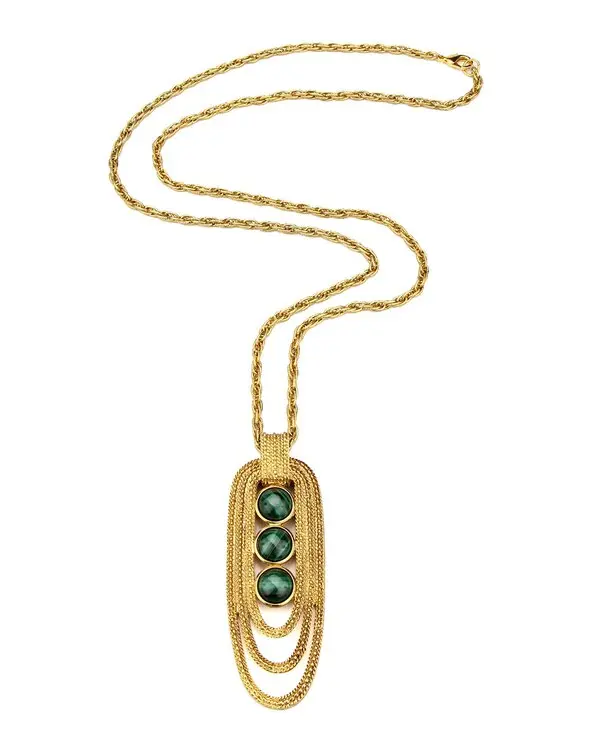BEN-AMUN Triple-malachite Pendant Necklace - Gold