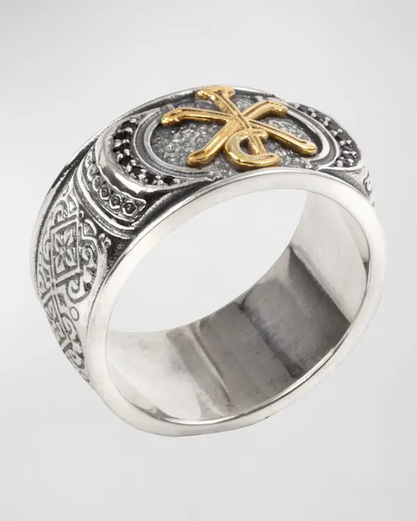 Konstantino Stavros Ring With 18k Gold And Black Spinel - Silver