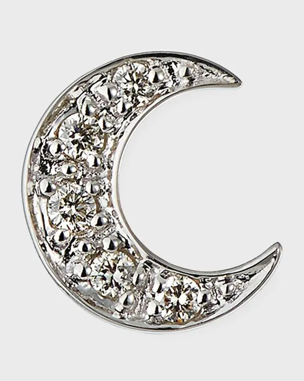 SYDNEY EVAN 14k Diamond Crescent Moon Single Stud Earring - White Gold