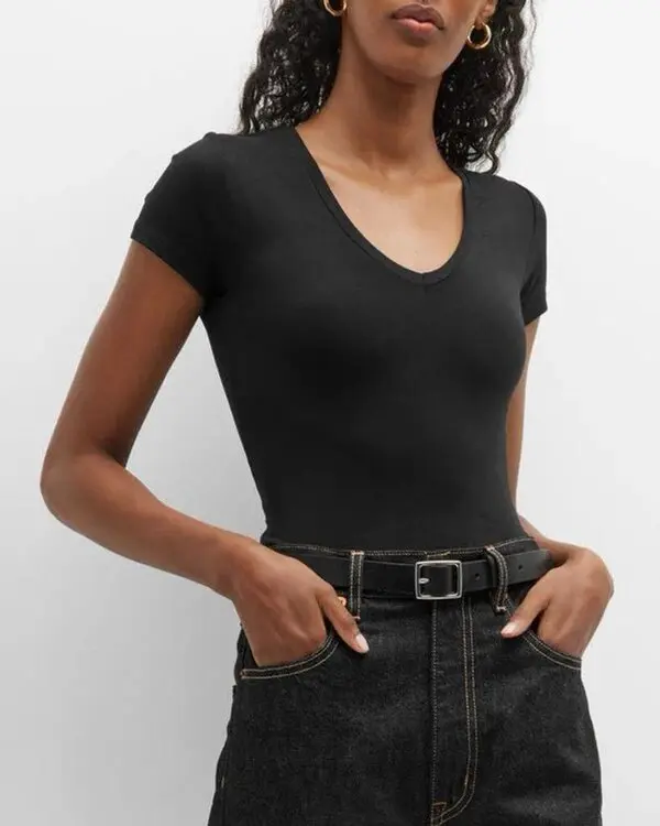 Majestic Filatures Soft Touch V-neck Tee - Black