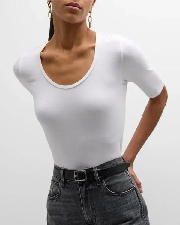 Majestic Filatures Soft Touch Half-sleeve Top - White