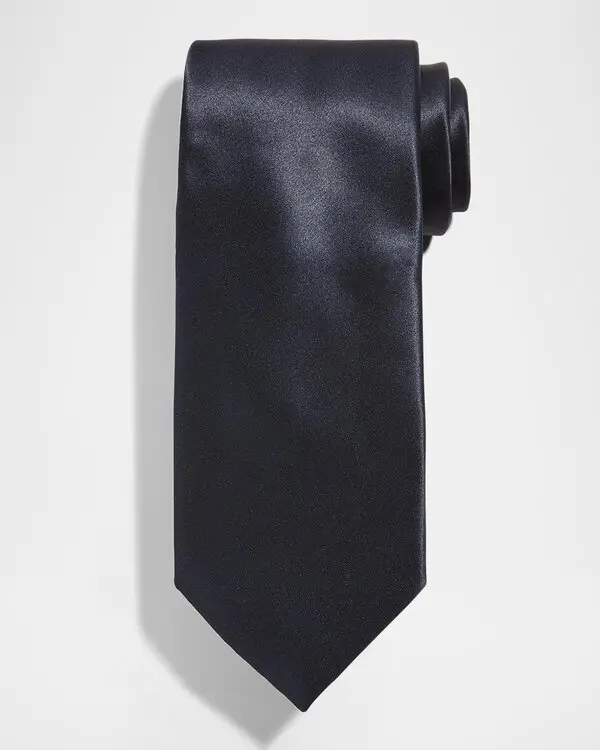 Stefano Ricci Solid Satin Neck Tie - Navy