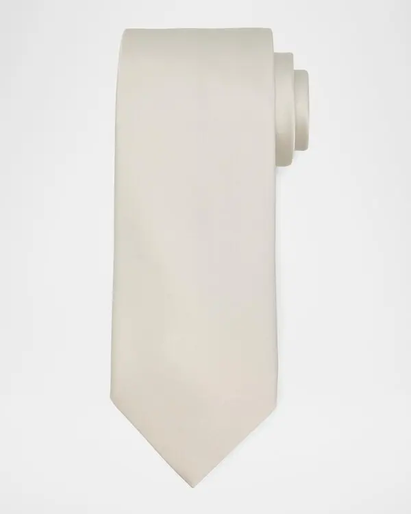 Stefano Ricci Solid Satin Neck Tie - Silver